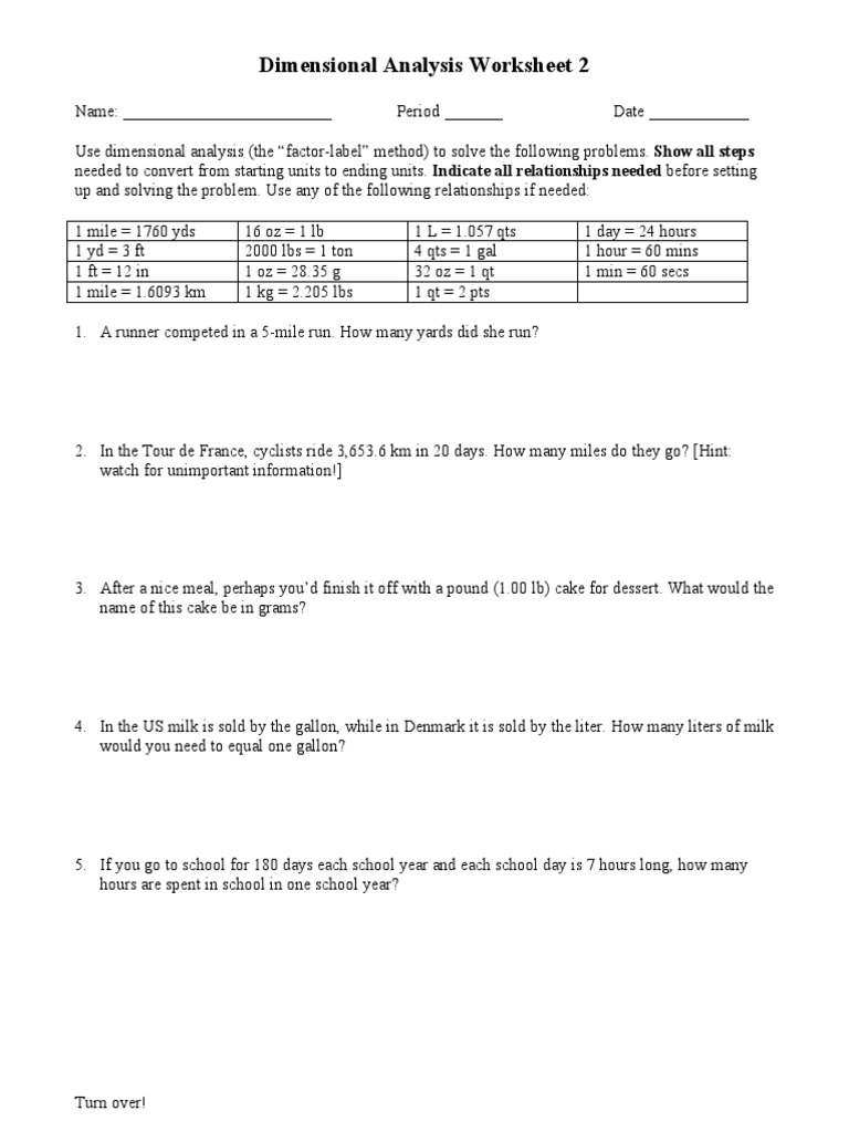 Dimensional - Analysis - Sample Questions - 2 | PDF | Pound (Mass ...