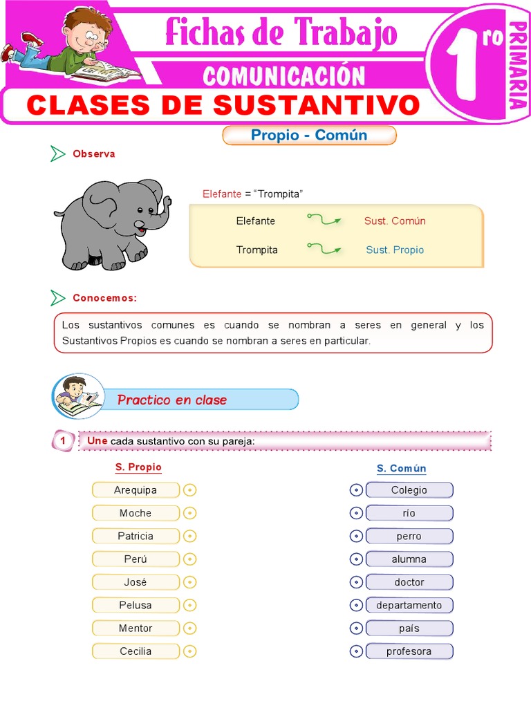 Clases de Sustantivo para Primer Grado de Primaria | PDF