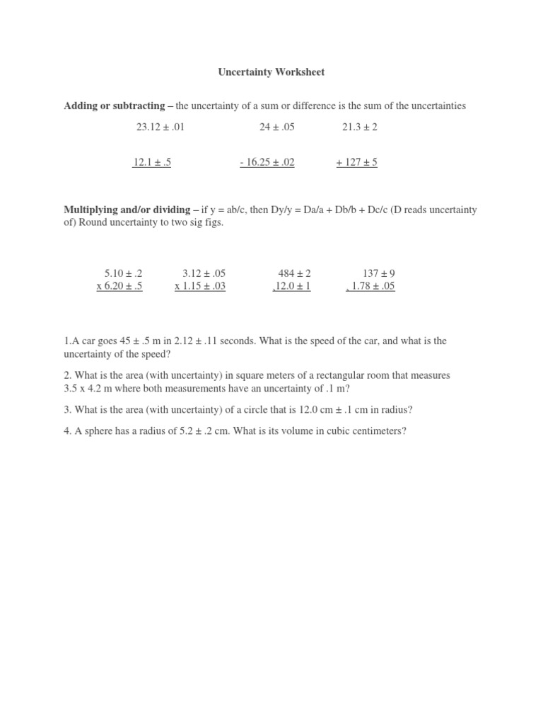 Uncertainity and Vector PDF | PDF