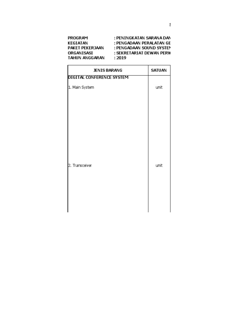 Spesifikasi Teknis Barang Pengadaan Sound System | PDF | Microphone ...