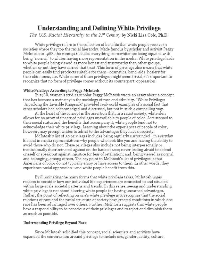 Defining White Privilege Today | PDF