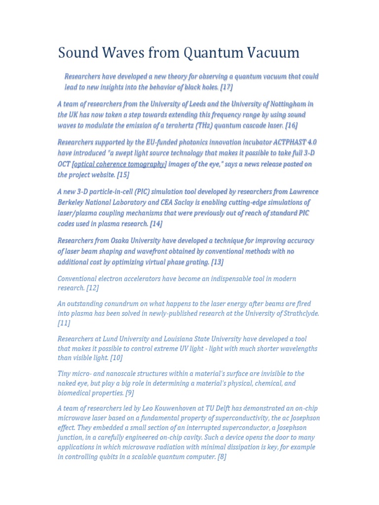 Sound Waves From Quantum Vacuum | PDF | Terahertz Radiation | Electron