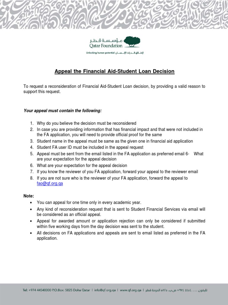 Appeal The Financial Aid-Student Loan Decision | PDF