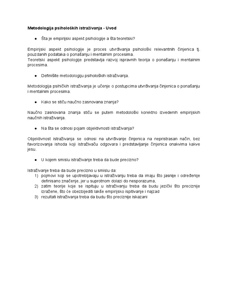 Pitanja I Odgovori | PDF