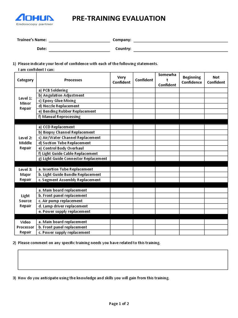 Pre-Training Evaluation for Repair Skills | PDF