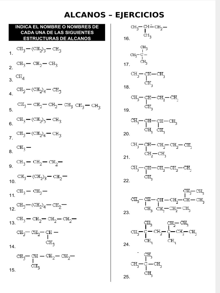 Fdocuments - Es Ejercicios-Alcanos | PDF | Química Orgánica | Química