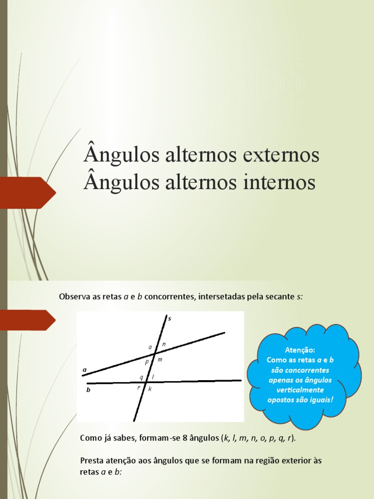 Ângulos Alternos Externos e Internos | PDF | Ensino de Matemática | Science