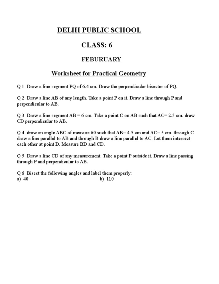 Worksheet For Class 6 | PDF