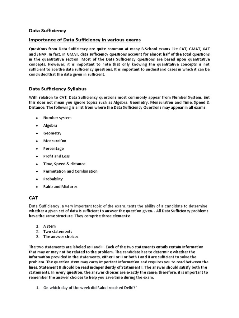 Data Sufficiency Importance of Data Sufficiency in Various Exams ...