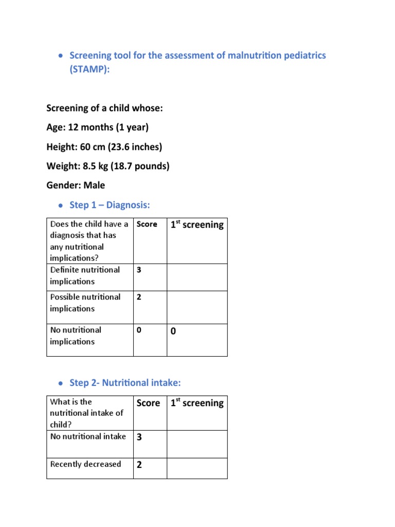 (STAMP) :: Screening Tool For The Assessment of Malnutrition Pediatrics ...