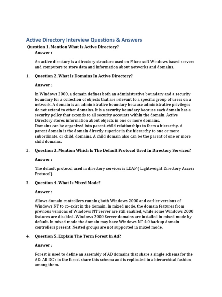 Active Directory Interview Q&A | PDF | Active Directory | Domain Name System