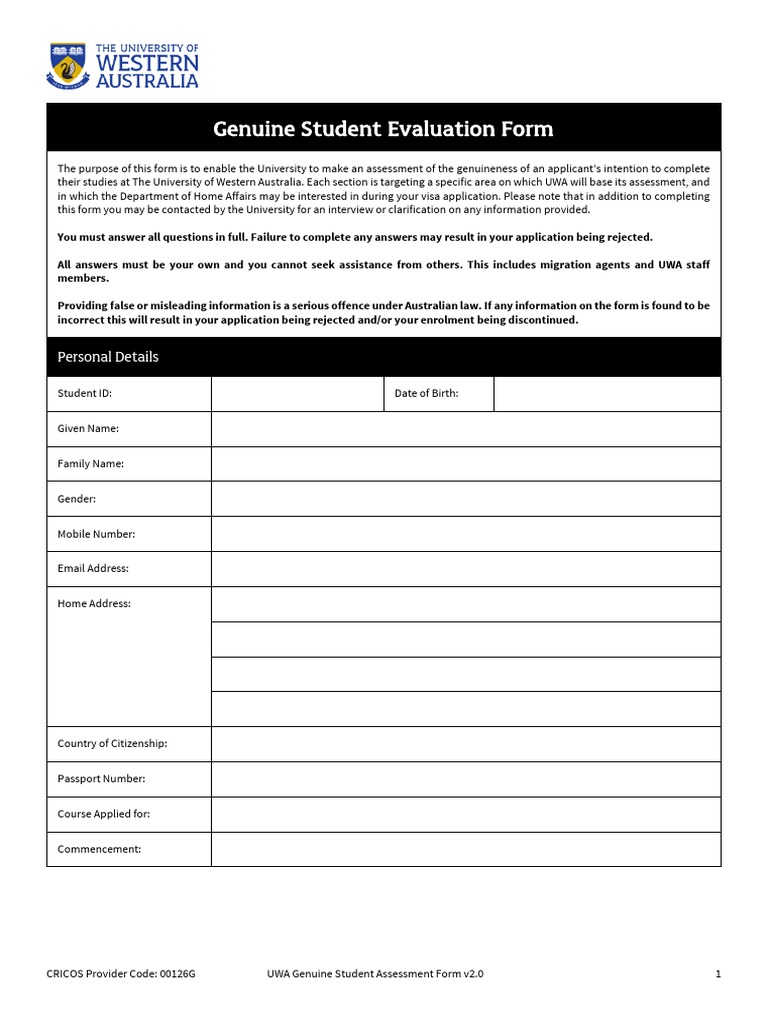 UWA GTE Form March 2019 PDF | PDF | Travel Visa | Complaint