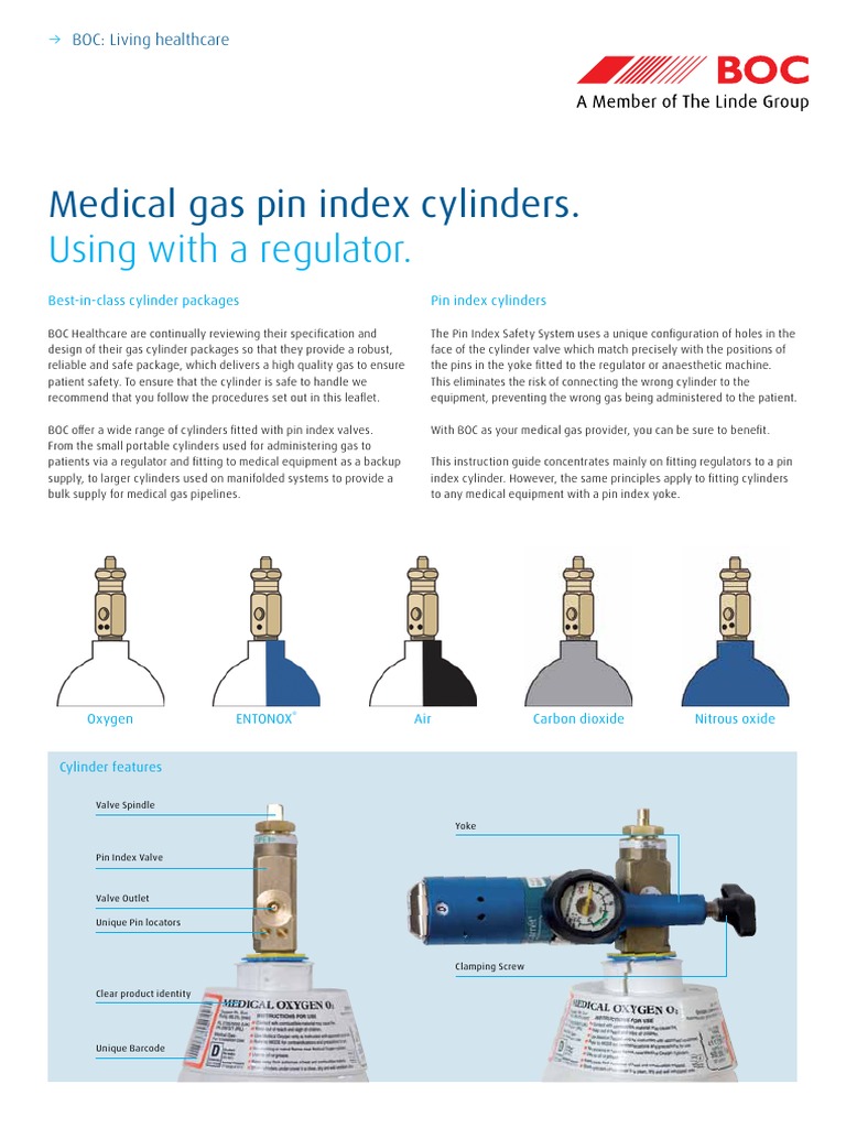 Healthcare Pin Index Cylinder Instruction Guide Leaflet | PDF | Valve ...