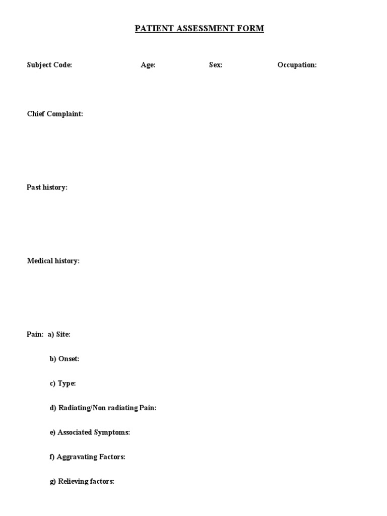 Comprehensive Patient Assessment Form | PDF