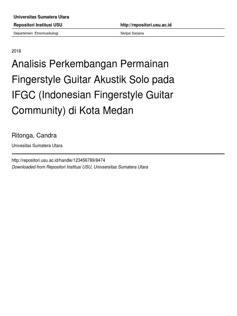 Analisis Perkembangan Permainan Fingerstyle Guitar Akustik Solo Pada IFGC (Indonesian ...