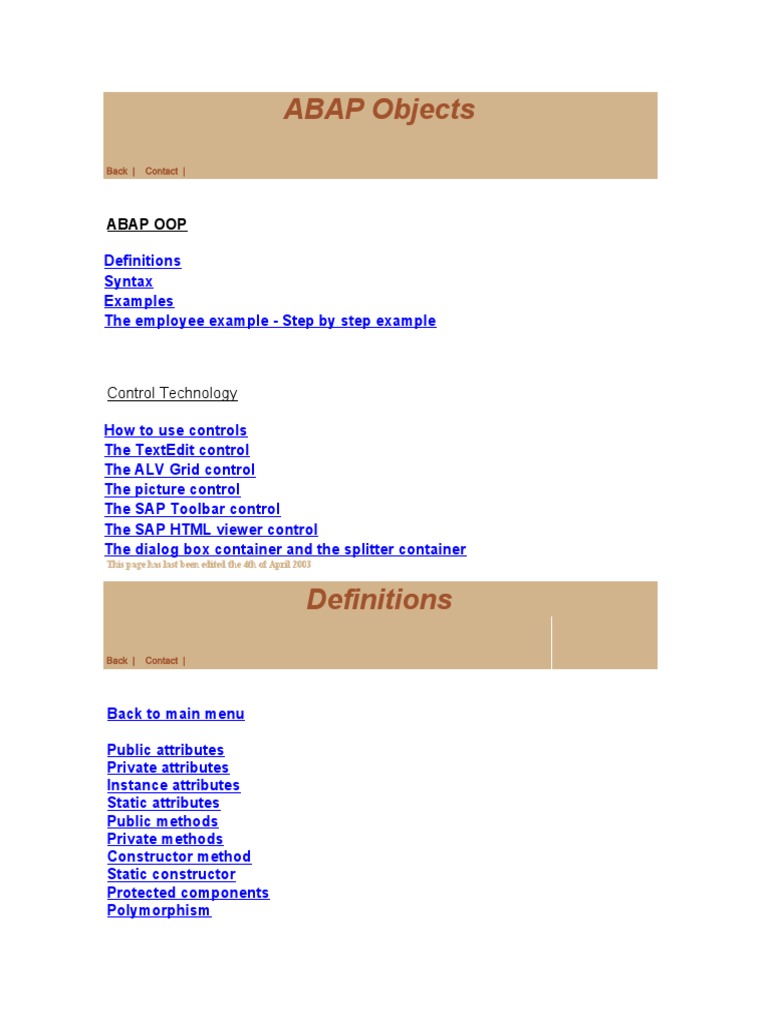 ABAP Objects | PDF | Method (Computer Programming) | Inheritance (Object Oriented Programming)