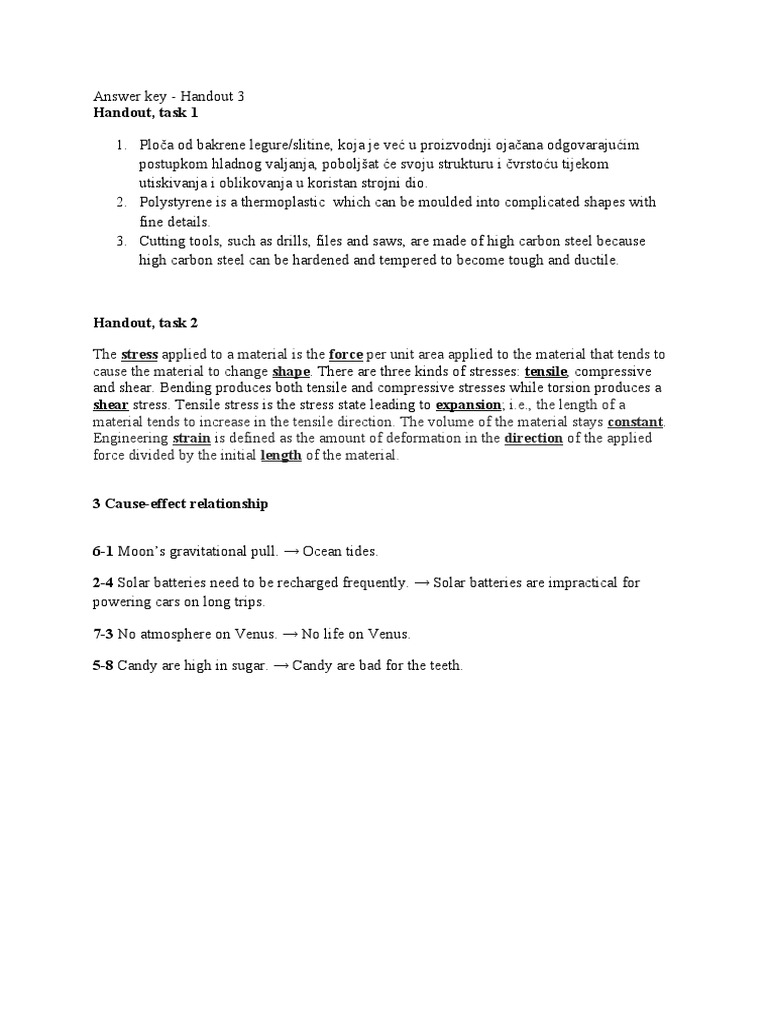 Handout 3 - Answer Key | PDF