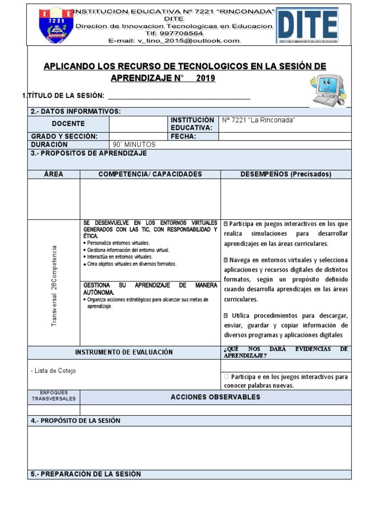 Sesión de Aprendizaje de Computacion | PDF | Tecnología de información y comunicaciones | Multimedia