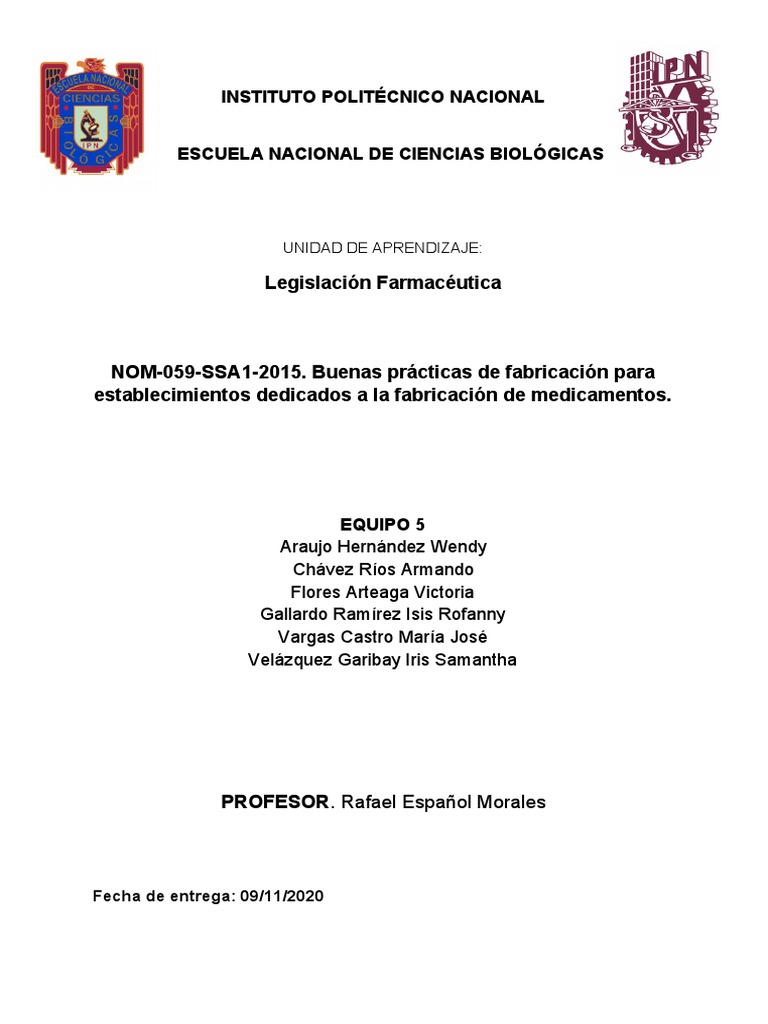 Nom 059 | PDF | Medicamentos con receta | Calidad (comercial)