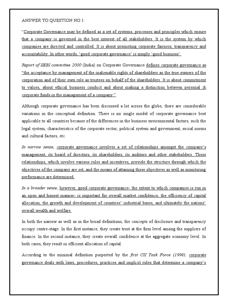 Answer Sheet Corporate Law 2 cl2 | PDF | Corporate Governance ...