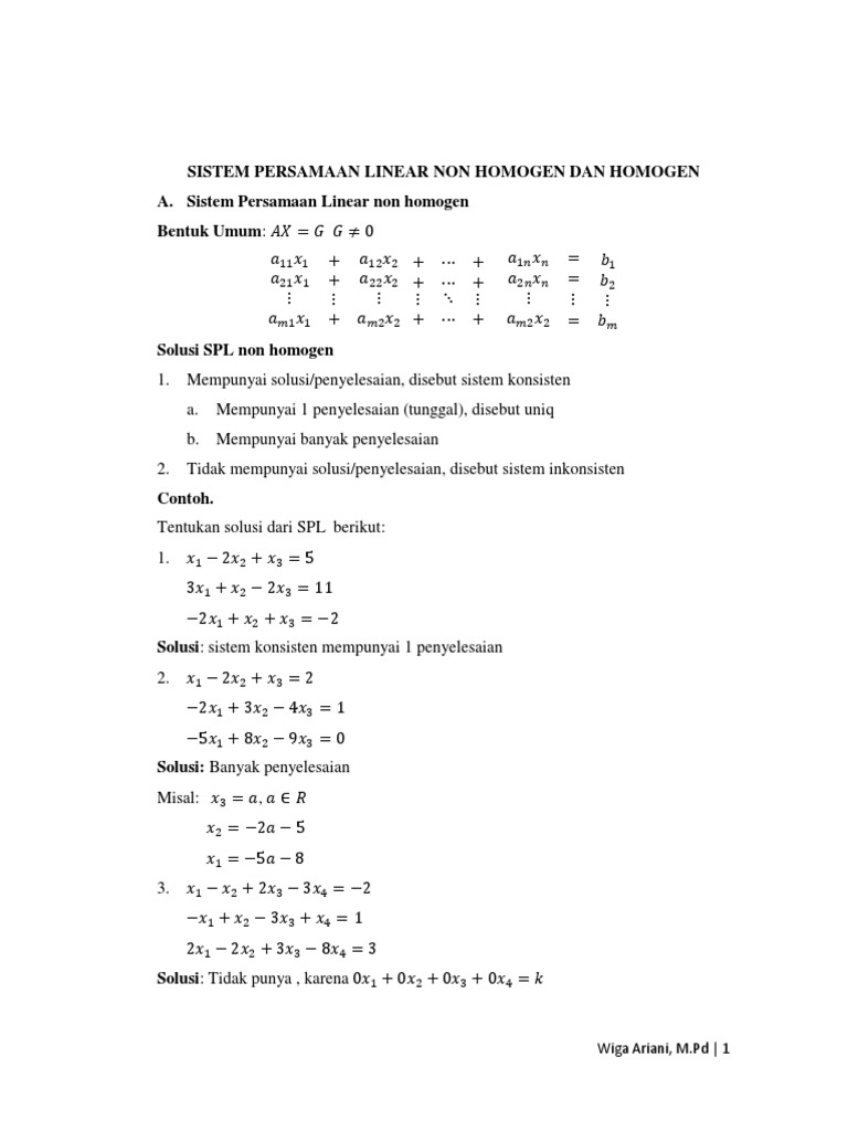 Sistem Persamaan Linear | PDF
