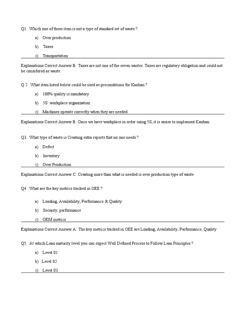 Lean Constuction Question | PDF | Lean Manufacturing | Six Sigma
