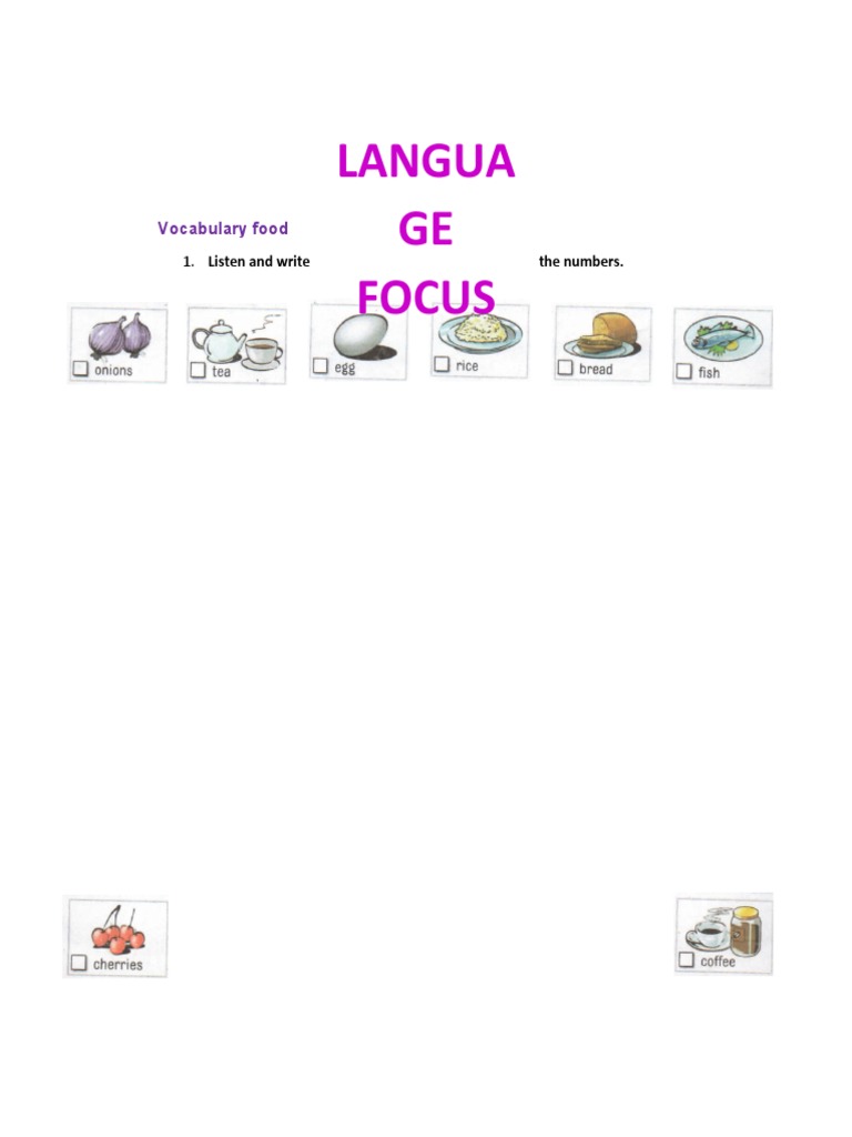 Langua GE Focus: Vocabulary Food | PDF