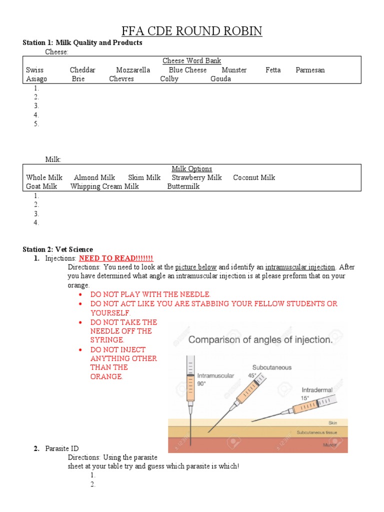 FFA CDE Round Robin Stations Guide | PDF | Milk | Cheese