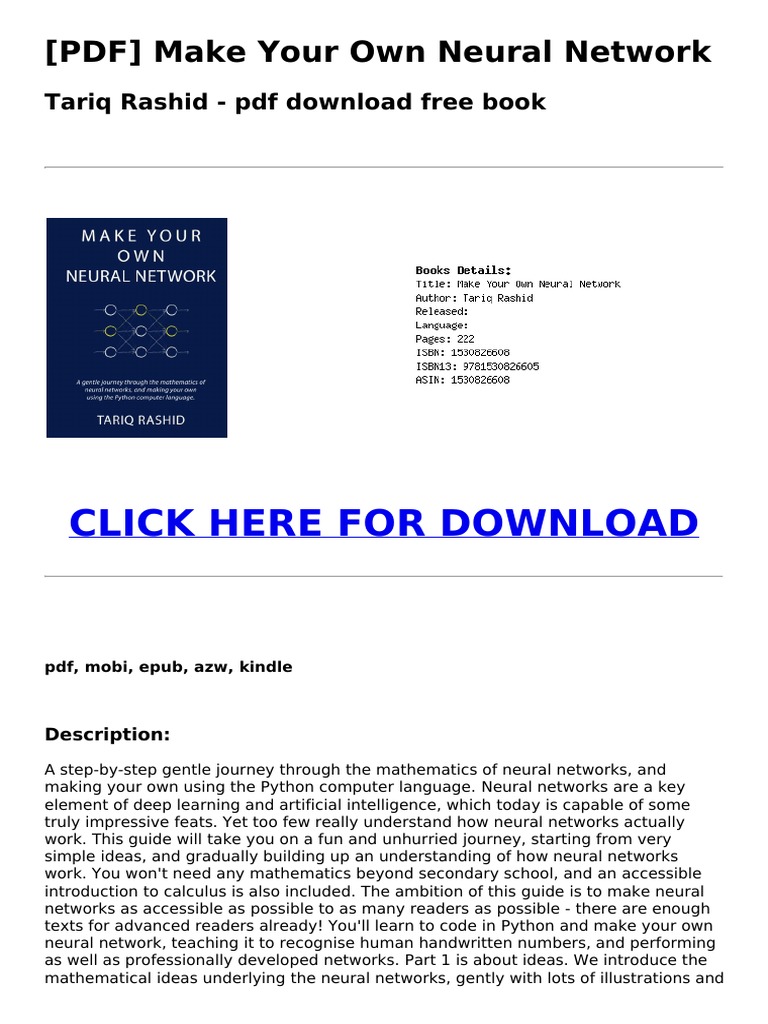 Click Here For Download: (PDF) Make Your Own Neural Network | PDF | Artificial Neural Network ...