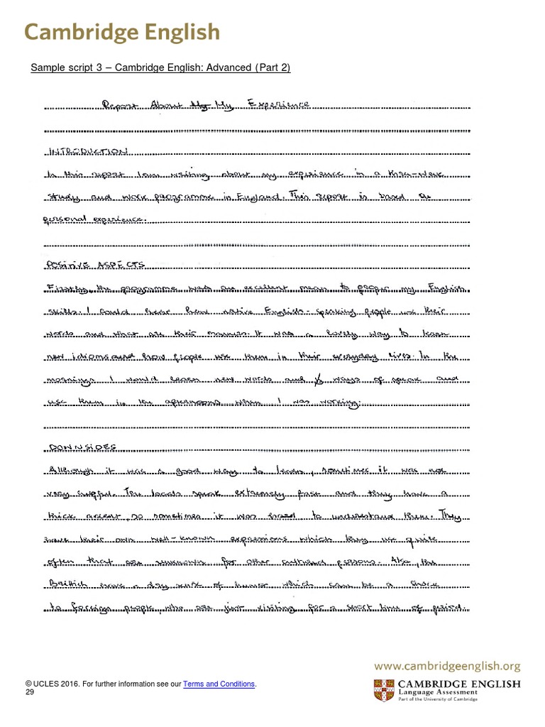 Sample Script 3 - Cambridge English: Advanced (Part 2) : Terms and ...
