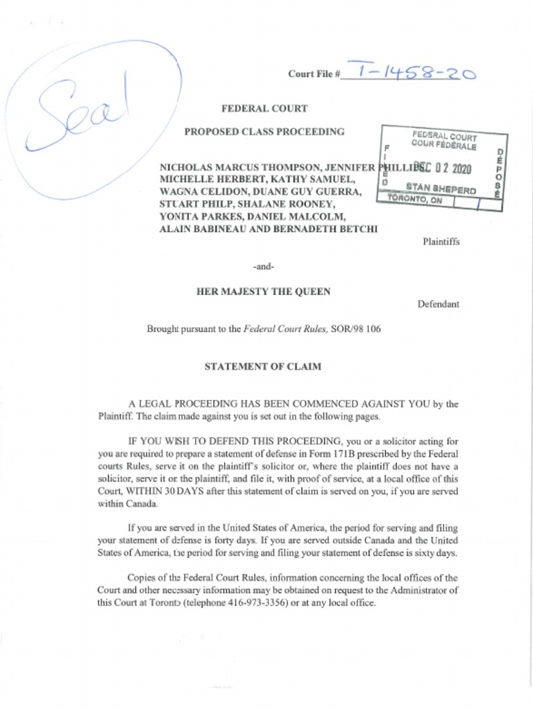 NICHOLAS MARCUS THOMPSON ET AL. v. HER MAJESTY THE QUEEN | PDF