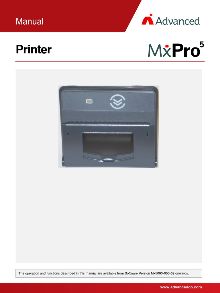 Printer: The Operation and Functions Described in This Manual Are Available From Software ...