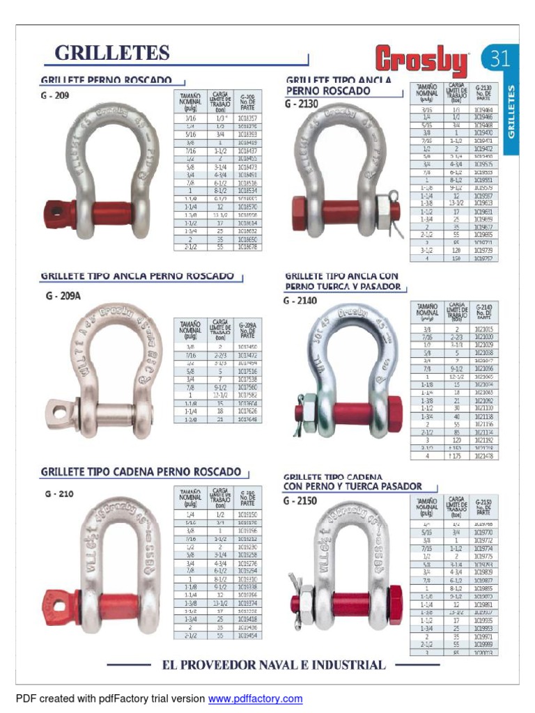 Ficha Tecnica Grillete 209 PDF | PDF