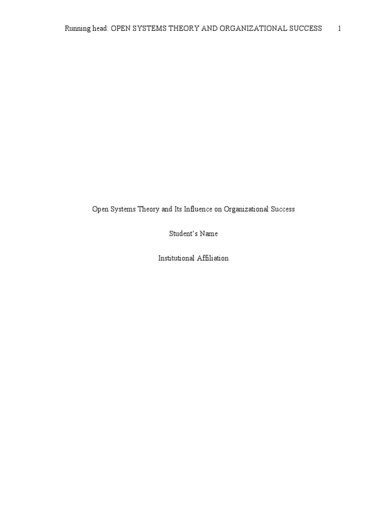 Open Systems Theory and Organizational Success | PDF | System | Systems ...