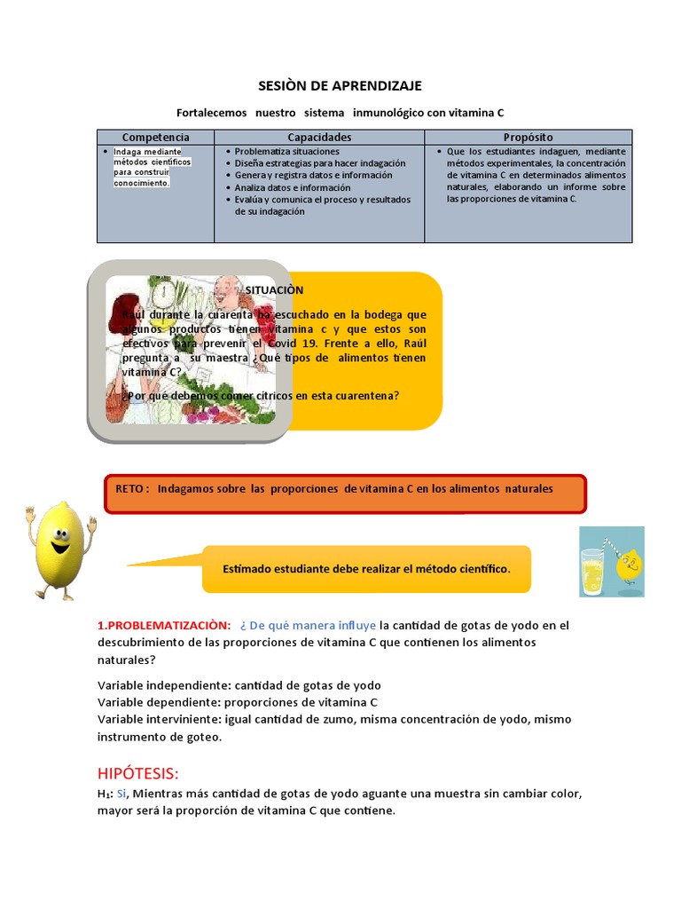 SESIÒN DE APRENDIZAJE - ACTIVIDAD COMPLEMENTAria-final | PDF | Vitamina C | Vitamina