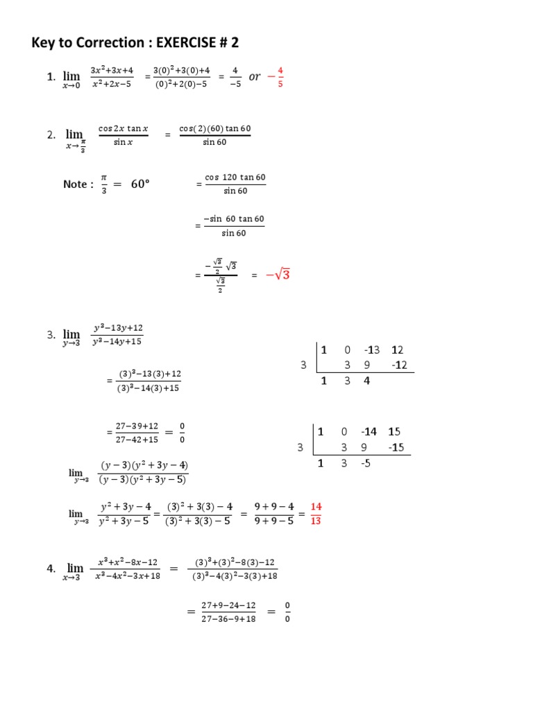 Key To Correction Exercise 2 | PDF | Teaching Mathematics