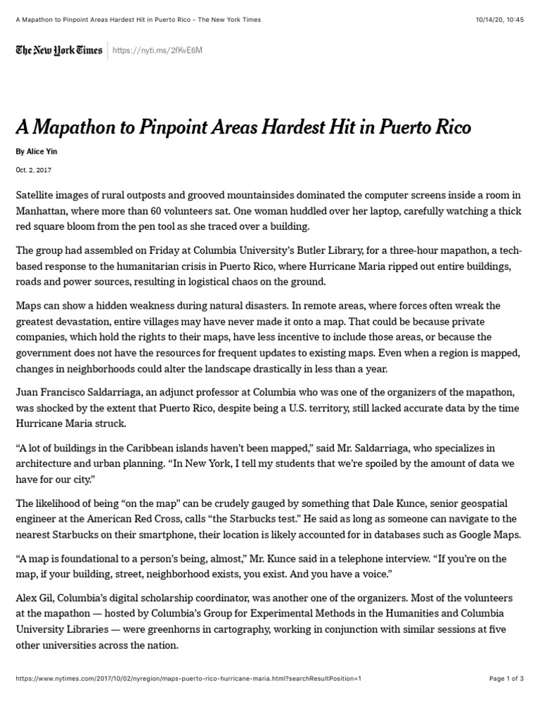 A Mapathon To Pinpoint Areas Hardest Hit in Puerto Rico - The New York ...