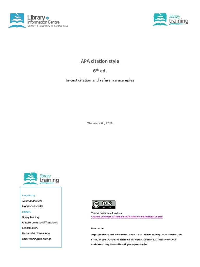 APA 6th Edition Reference | PDF | Citation | Bracket