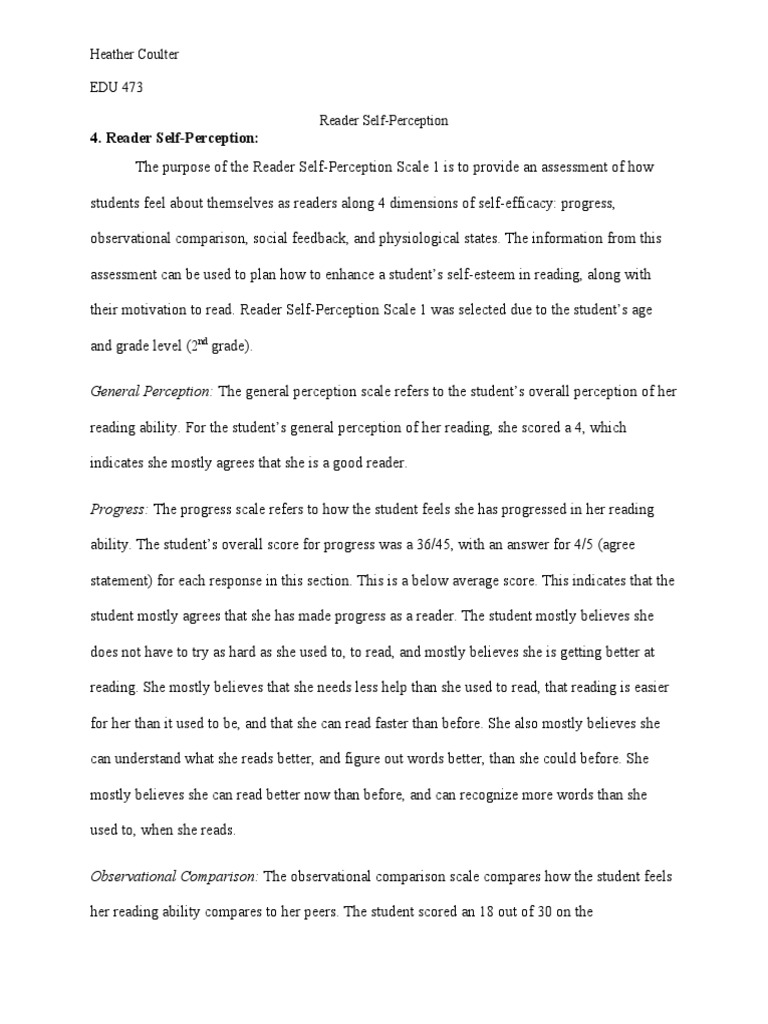 4 Reader Self Perception Case Study | PDF | Perception | Self Esteem