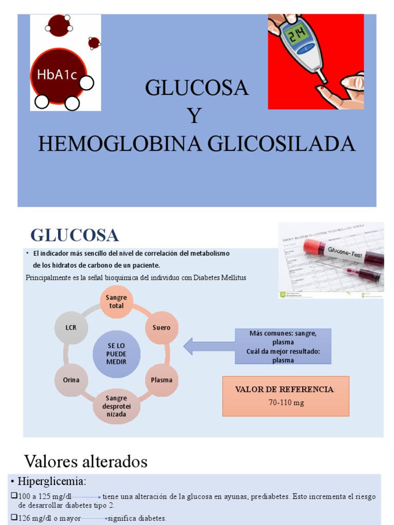 Presentacion de Glucosa y Hemoglobina Glicosilada PDF Diabetes Hipoglucemia