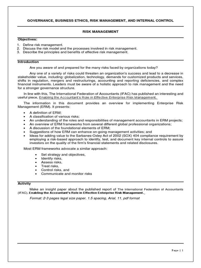 Module III. Risk Management | PDF | Risk Management | Enterprise Risk ...