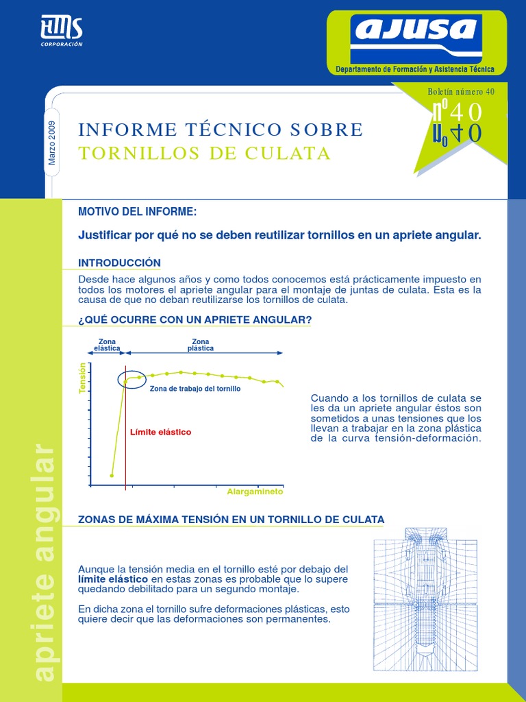 Porque No Se Deben Reutilizar Los Tornillos de Cabeza Ajusa | PDF | Tornillo | Máquinas
