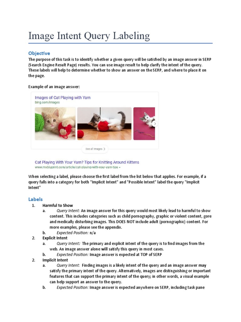 Image Intent Query Labeling: Objective | PDF | Internet | Business