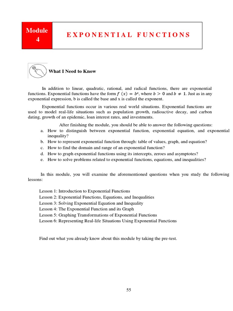 Exponential Functions: What I Need To Know | PDF | Function (Mathematics) | Exponentiation