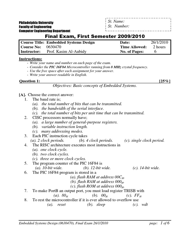 ES Final Jan10 PDF | PDF | Microcontroller | Embedded System