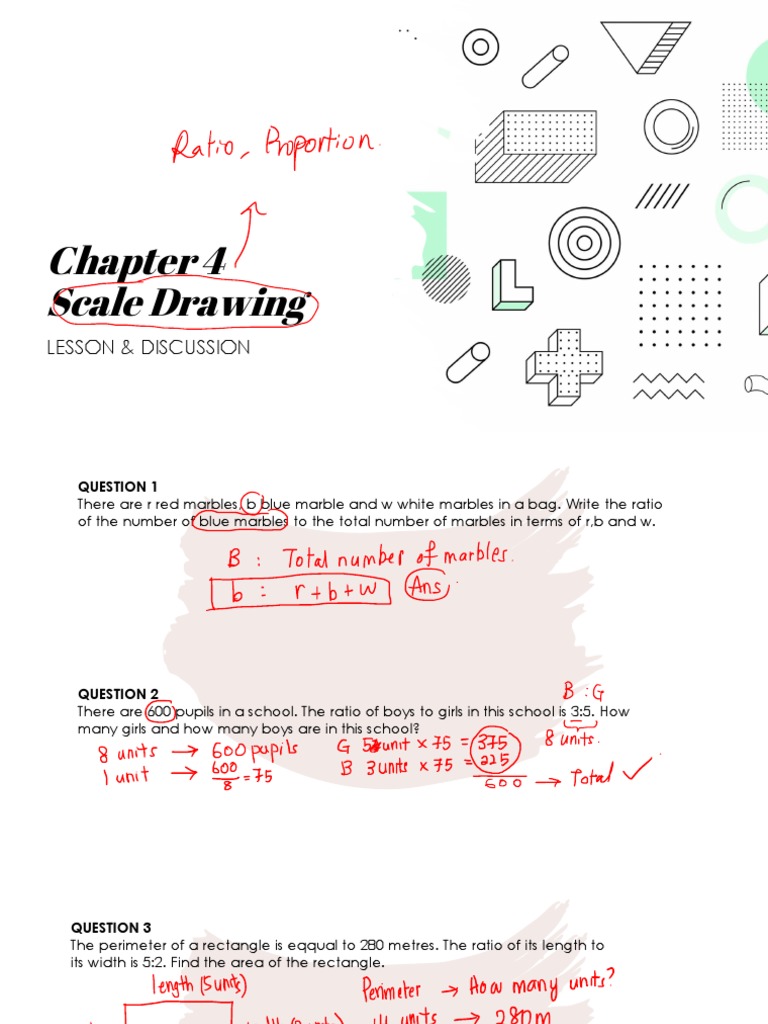 Scale Drawing and Ratios Exercises | PDF | Length | Area