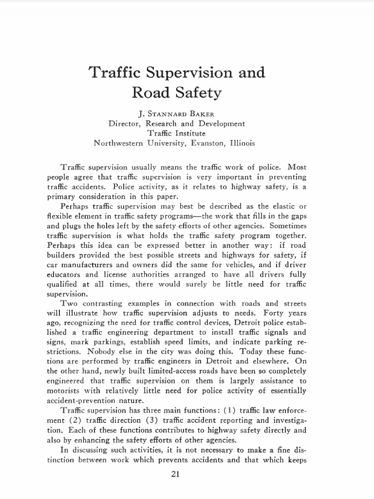 Traffic Supervision's Role in Road Safety | PDF | Traffic | Road ...