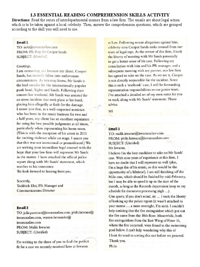 Reading Comprehension 1.3 Activity Quiz 5 | PDF | Reading Comprehension | Cognitive Science