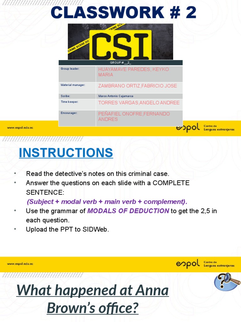 GROUP CLASSWORK # 2 - Crime Scene Investigation | PDF | Violence
