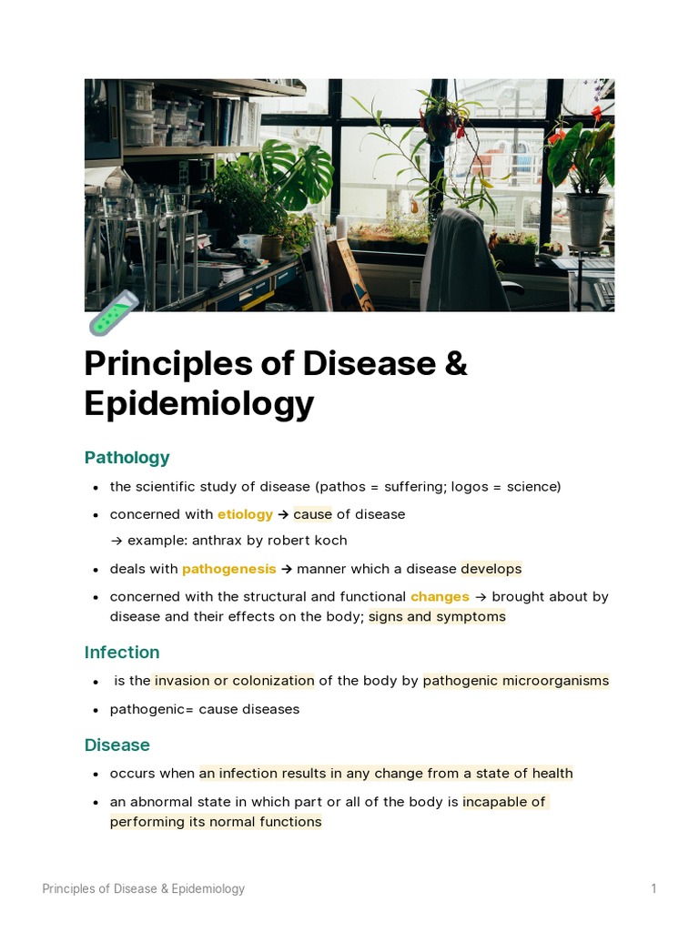 Principles of Disease & Epidemiology: Pathology | PDF | Transmission (Medicine) | Infection